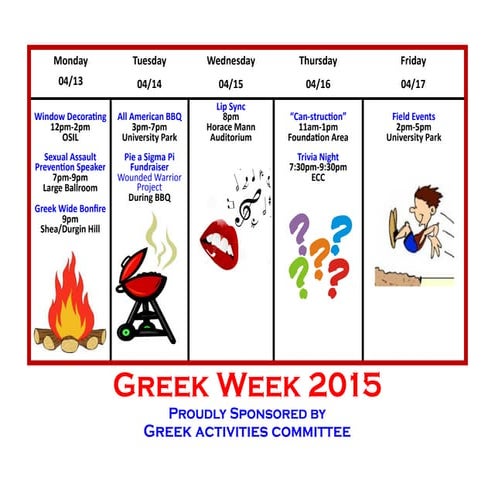 Greek Week 2015 schedule | PPT