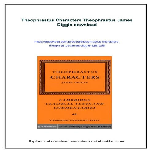 Theophrastus Characters Theophrastus James Diggle | PDF