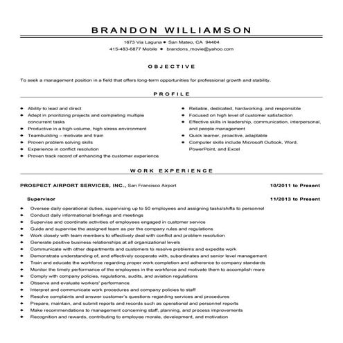 Brandon Resume 2015 | DOCX