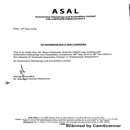 ASAL Experience letter | PDF