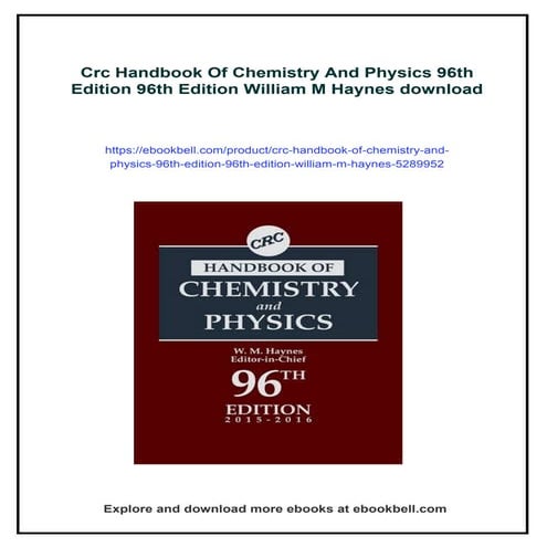 Crc Handbook Of Chemistry And Physics 96th Edition 96th Edition William ...