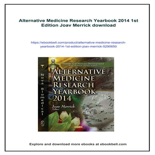 Alternative Medicine Research Yearbook 2014 1st Edition Joav Merrick | PDF