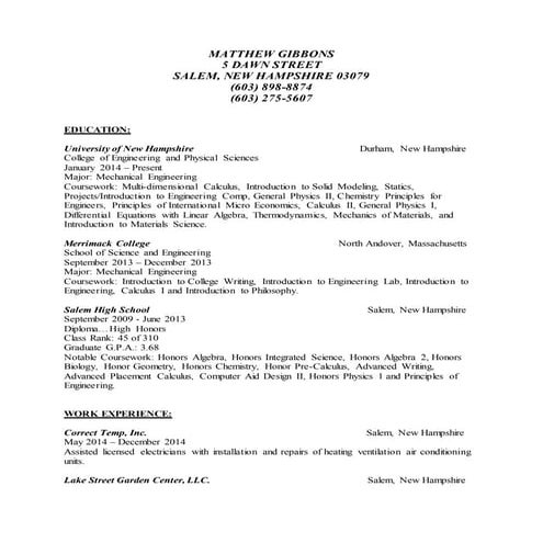 MATTHEW GIBBONS RESUME | DOCX