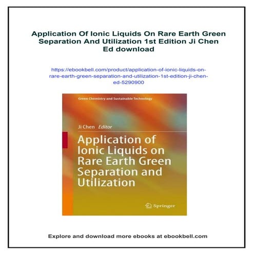 Application Of Ionic Liquids On Rare Earth Green Separation And ...