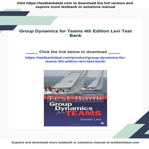 Group Dynamics for Teams 4th Edition Levi Test Bank | PDF