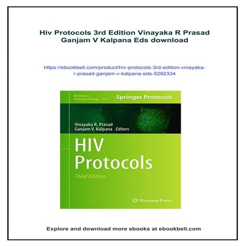 Hiv Protocols 3rd Edition Vinayaka R Prasad Ganjam V Kalpana Eds | PDF