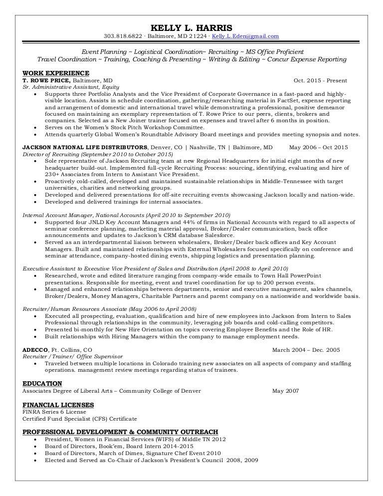 Kelly Harris Resume T. Rowe Price