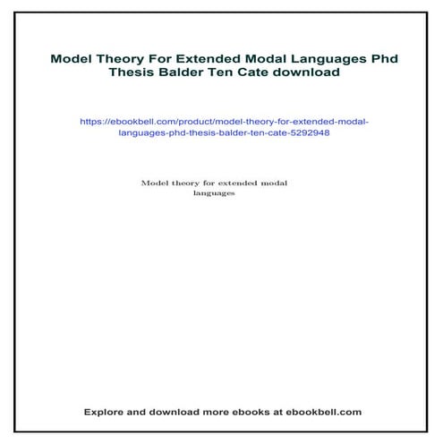 Model Theory For Extended Modal Languages Phd Thesis Balder Ten Cate | PDF