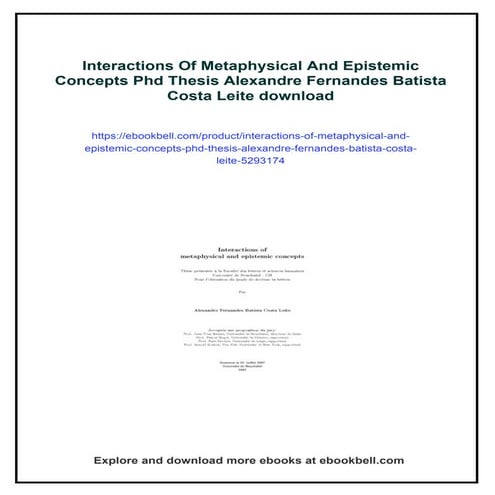 Interactions Of Metaphysical And Epistemic Concepts Phd Thesis ...