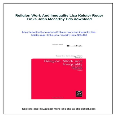 Religion Work And Inequality Lisa Keister Roger Finke John Mccarthy Eds ...