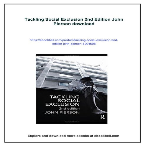 Tackling Social Exclusion 2nd Edition John Pierson | PDF