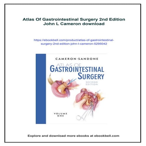 Atlas Of Gastrointestinal Surgery 2nd Edition John L Cameron | PDF