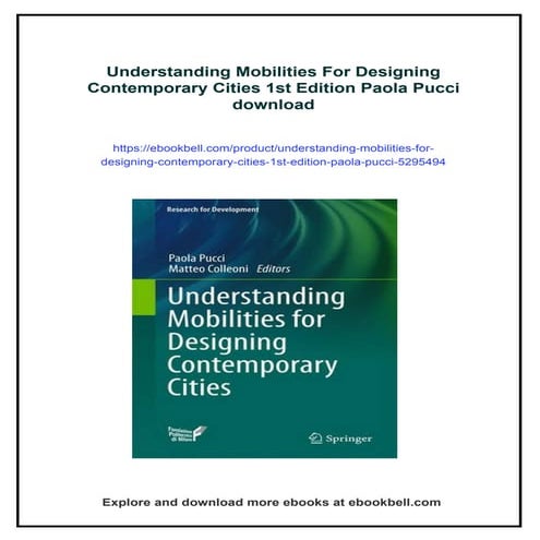 Understanding Mobilities For Designing Contemporary Cities 1st Edition ...