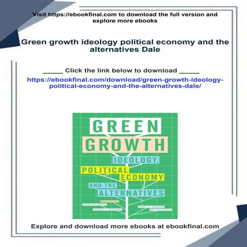 Green growth ideology political economy and the alternatives Dale | PDF