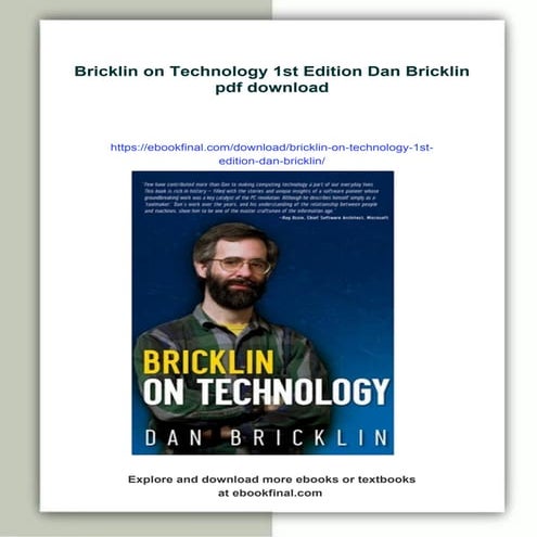Bricklin on Technology 1st Edition Dan Bricklin | PDF
