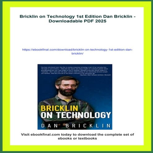 Bricklin on Technology 1st Edition Dan Bricklin | PDF