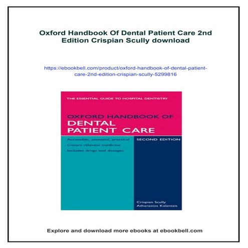 Oxford Handbook Of Dental Patient Care 2nd Edition Crispian Scully | PDF