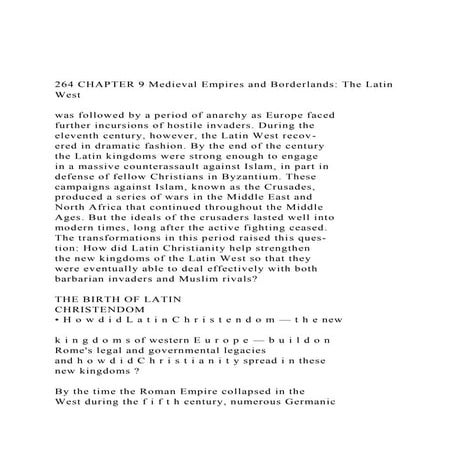 264 CHAPTER 9 Medieval Empires and Borderlands The Latin West.docx