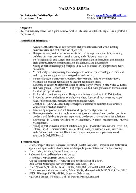 Sanjay_Sharma _resume_Telecom IMS LTE | PDF