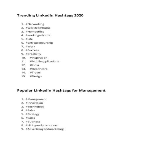 264 trending linkedin hashtags to expand your network | PDF