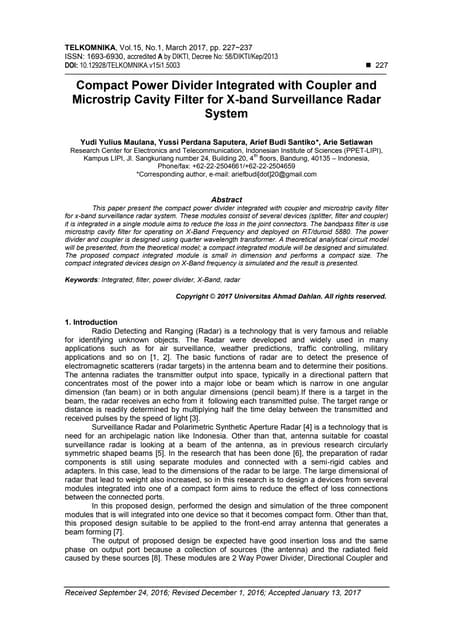 Highly selective filtering power divider using substrate integrated waveguide technique for ...