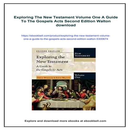 Exploring The New Testament Volume One A Guide To The Gospels Acts ...