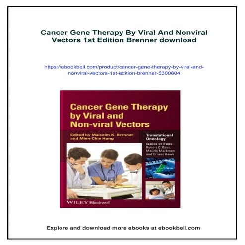 Cancer Gene Therapy By Viral And Nonviral Vectors 1st Edition Brenner | PDF