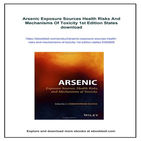 Arsenic Exposure Sources Health Risks And Mechanisms Of Toxicity 1st ...