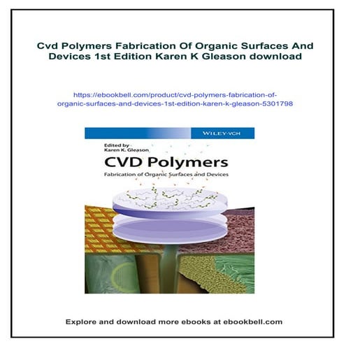 Cvd Polymers Fabrication Of Organic Surfaces And Devices 1st Edition ...