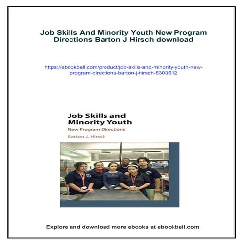 Job Skills And Minority Youth New Program Directions Barton J Hirsch | PDF