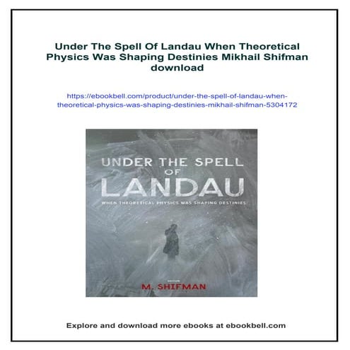 Under The Spell Of Landau When Theoretical Physics Was Shaping ...