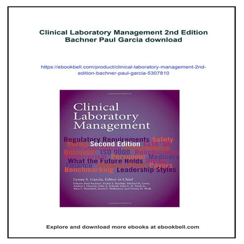 Clinical Laboratory Management 2nd Edition Bachner Paul Garcia | PDF