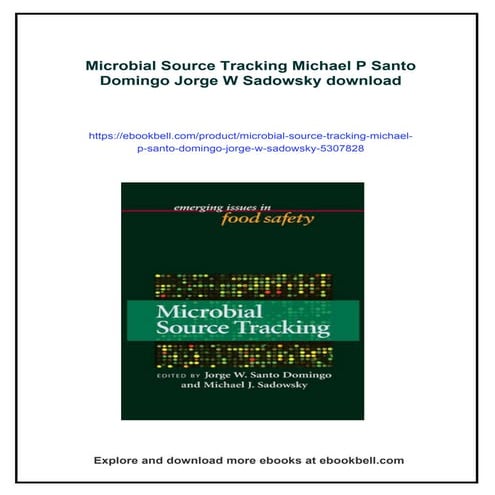Microbial Source Tracking Michael P Santo Domingo Jorge W Sadowsky | PDF
