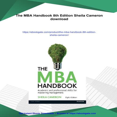 The MBA Handbook 8th Edition Sheila Cameron | PDF
