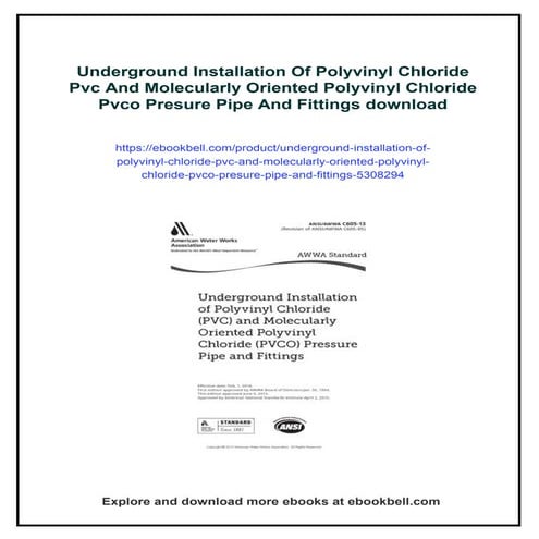 Underground Installation Of Polyvinyl Chloride Pvc And Molecularly Oriented Polyvinyl Chloride ...