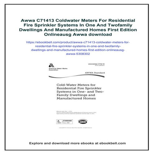 Awwa C71413 Coldwater Meters For Residential Fire Sprinkler Systems In ...