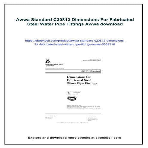 Awwa Standard C20812 Dimensions For Fabricated Steel Water Pipe ...