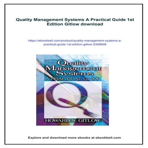 Quality Management Systems A Practical Guide 1st Edition Gitlow | PDF