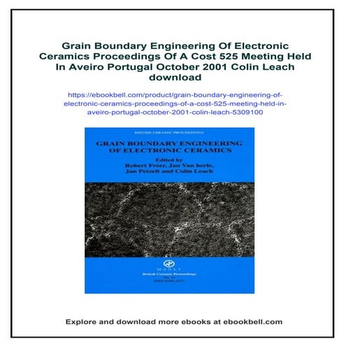 Grain Boundary Engineering Of Electronic Ceramics Proceedings Of A Cost ...
