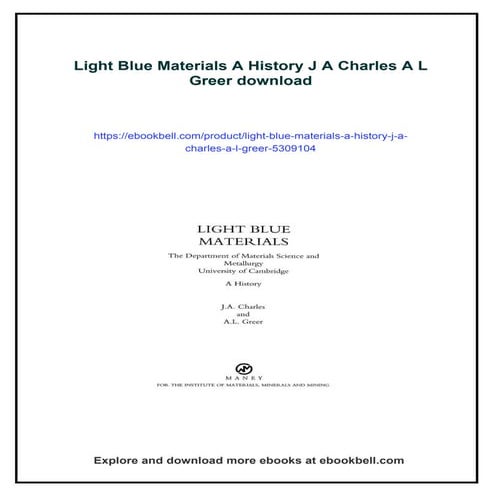 Light Blue Materials A History J A Charles A L Greer | PDF