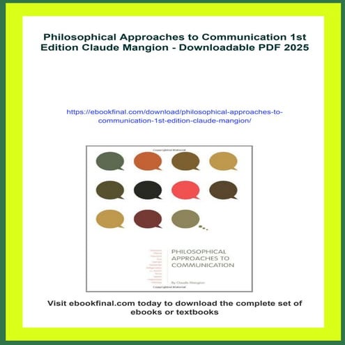 Philosophical Approaches to Communication 1st Edition Claude Mangion | PDF