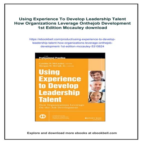 Using Experience To Develop Leadership Talent How Organizations ...
