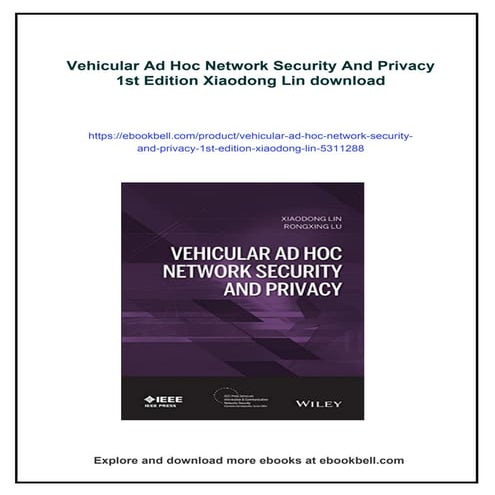 Vehicular Ad Hoc Network Security And Privacy 1st Edition Xiaodong Lin ...
