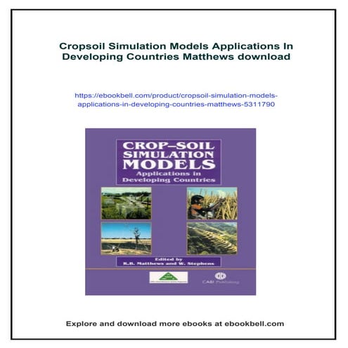 Cropsoil Simulation Models Applications In Developing Countries ...