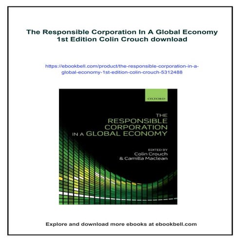 The Responsible Corporation In A Global Economy 1st Edition Colin ...