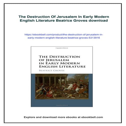 The Destruction Of Jerusalem In Early Modern English Literature ...