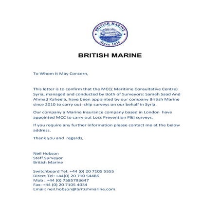 British Marine Appointment Letter | PDF