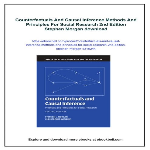 Counterfactuals And Causal Inference Methods And Principles For Social Research 2nd Edition ...