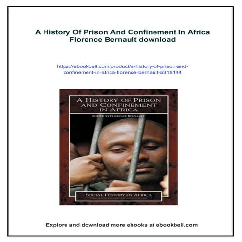 A History Of Prison And Confinement In Africa Florence Bernault | PDF