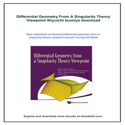 Differential Geometry From A Singularity Theory Viewpoint Shyuichi Izumiya | PDF